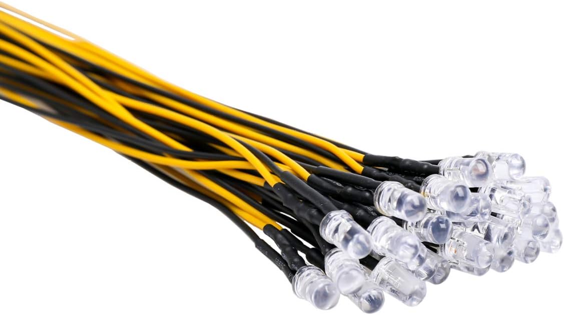 EDGELEC 30pcs 12 Volt 5mm UV LED Lights Emitting Diodes Pre Wired 7.9 ...