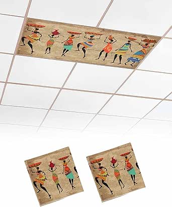 African Women Magnetic Fluorescent Light Covers for Ceiling Lights 2 x ...