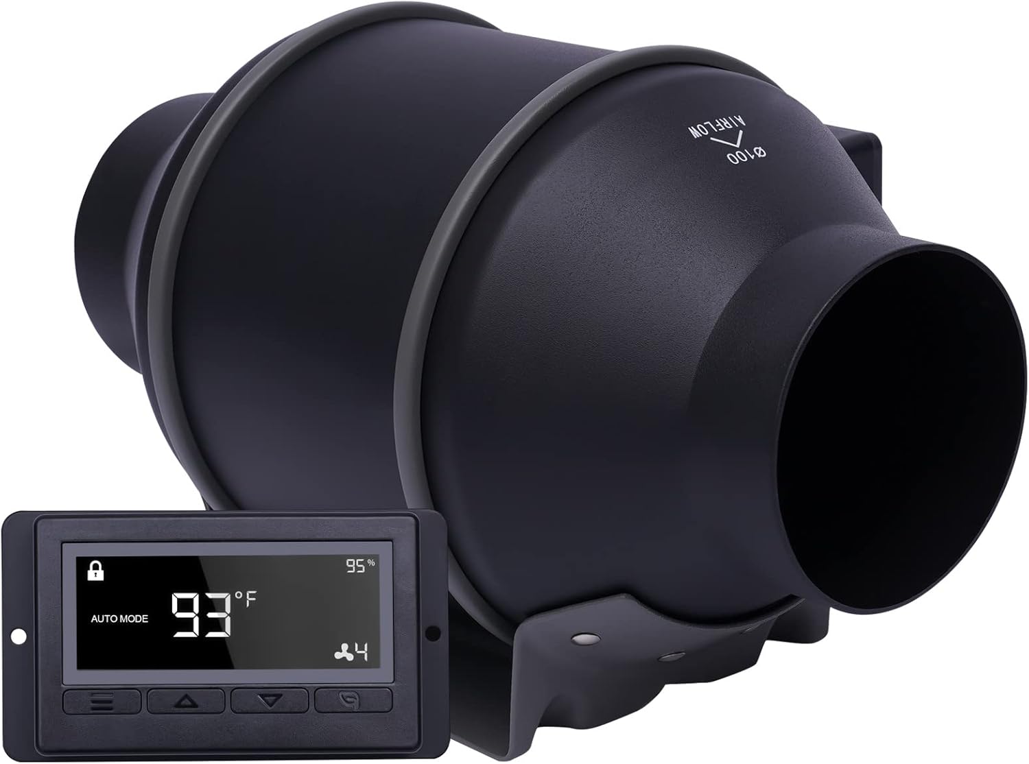 Futchoy Rohrventilator 100mm Regelbar, 360 m3/h, Abluftventilator mit Fernbedienung für Heizung ...