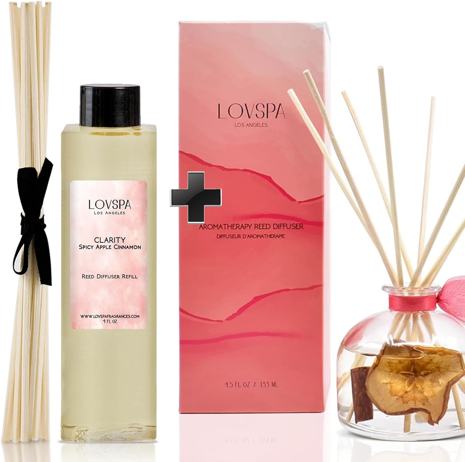 Amazon.com: LOVSPA Clarity Spicy Apple Cinnamon Reed Diffuser Refill, 4 oz, Bundle with Clarity ...