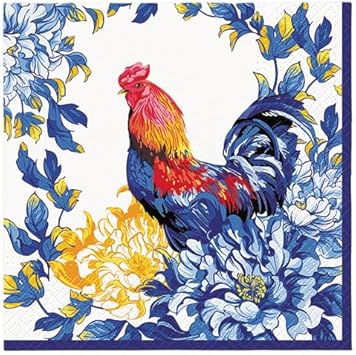 Amazon.com: Rooster Napkins BLUE ROOSTER 40pcs Lunch Size, Chicken Farm ...