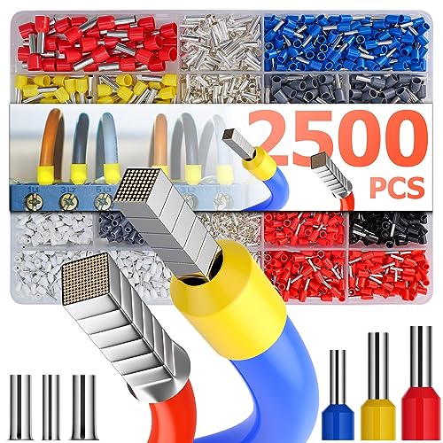 Snapklik.com : 2500PCS Wire Ferrules Connectors Kit, AWG22-7/0.5 ...