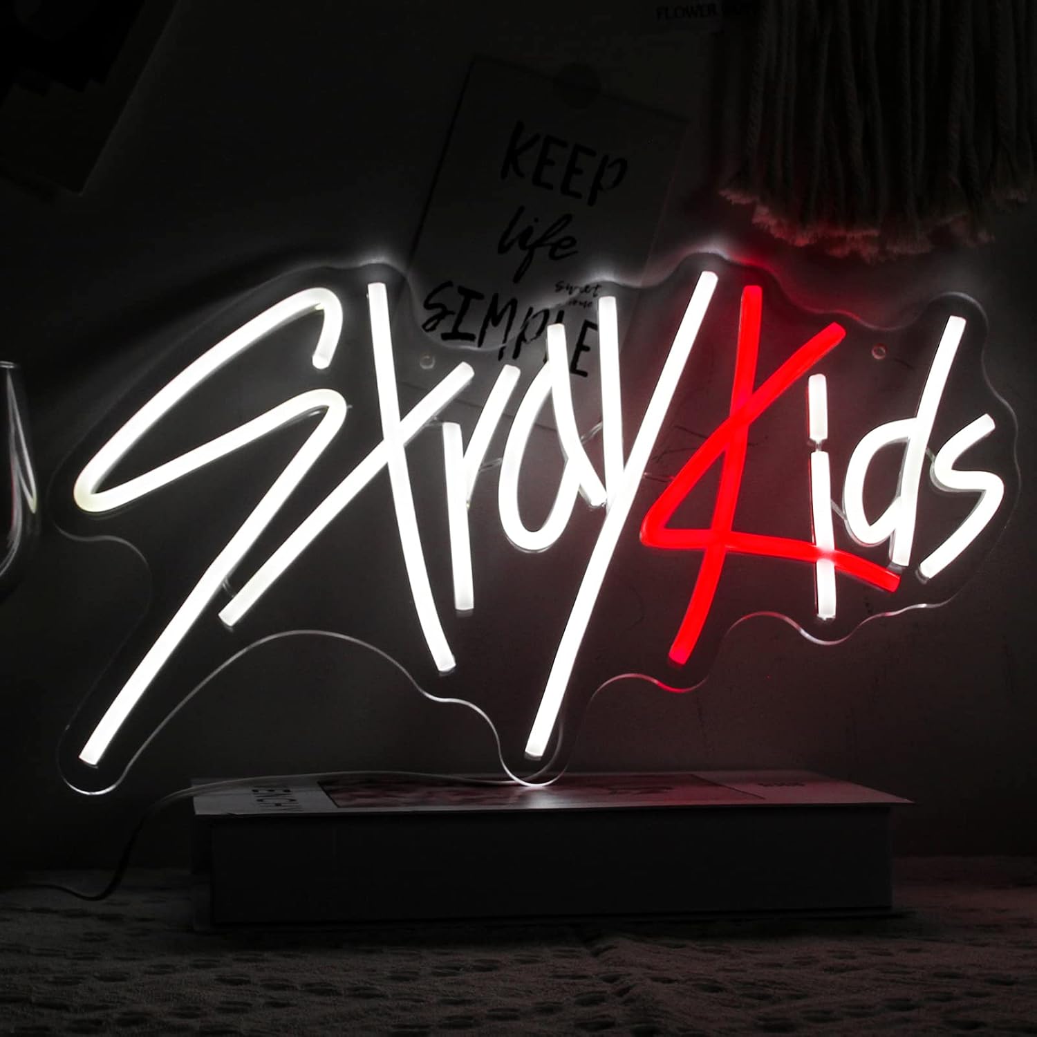 Amazon.com : Stray Kids Neon Sign Led Red White Neon Wall Sign Dimmable ...