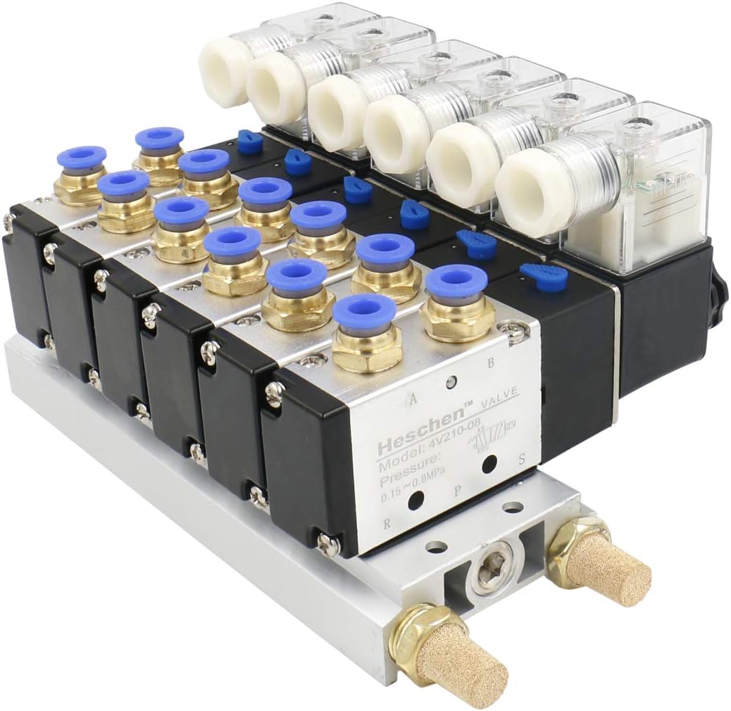 Amazon.com: Heschen Electrical Pneumatic 6 Solenoid Valve 4V210-08 ...