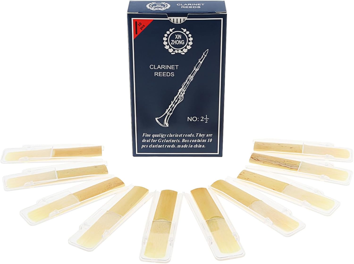 OriGlam 10pcs Clarinet Reeds Strength 2.5, Traditional Bb Clarinet ...
