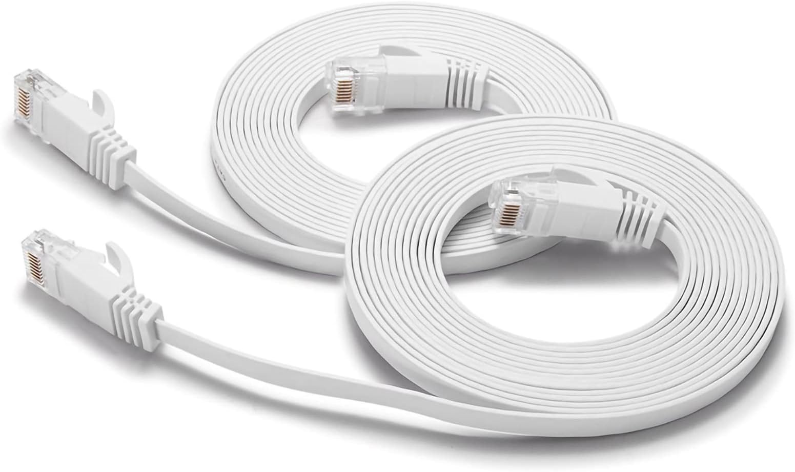 Amazon.com: BUSOHE Cat6 Ethernet Cable 15FT 2Pack White, Cat-6 Flat ...