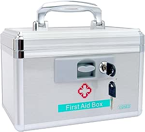 Amazon.com: VIDSEO Medication Lock Box With Key, Locked Medicine Box ...