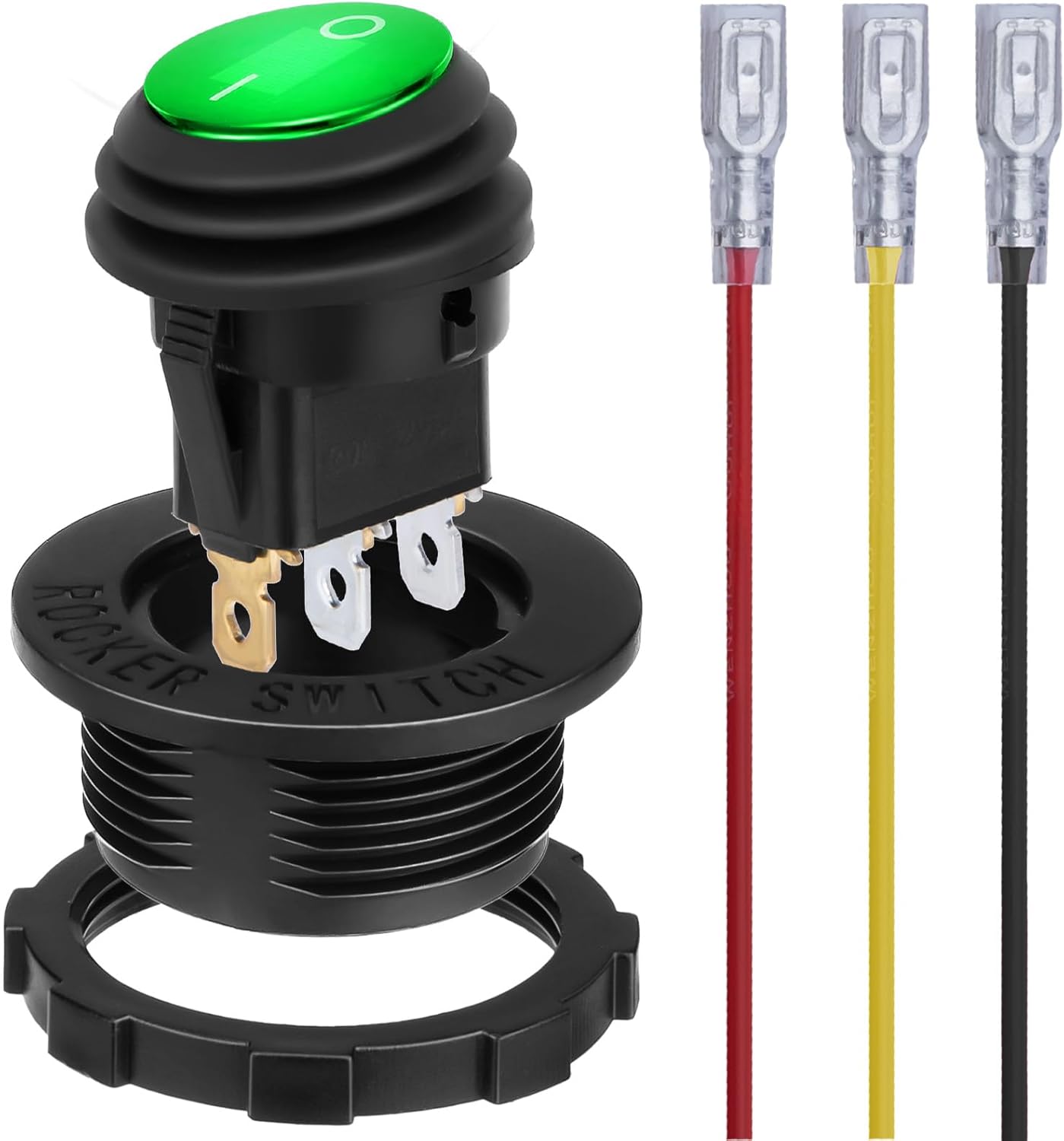 Amazon.com: Green LED Round Rocker Switch - 12V Toggle Switch for Car ...