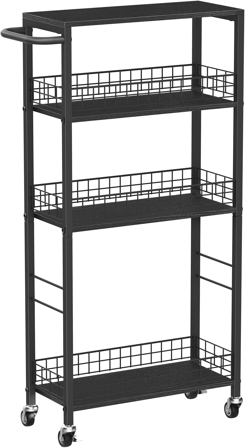 YBING Slim Storage Cart 4 Tier Slim Rolling Cart on Wheels Mobile ...