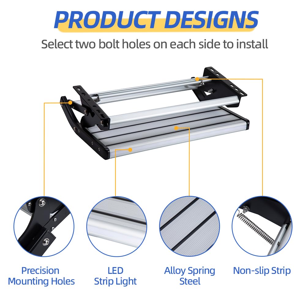 Snapklik.com : Folding Aluminum RV Step - Heavy-Duty Single Drop-Down ...