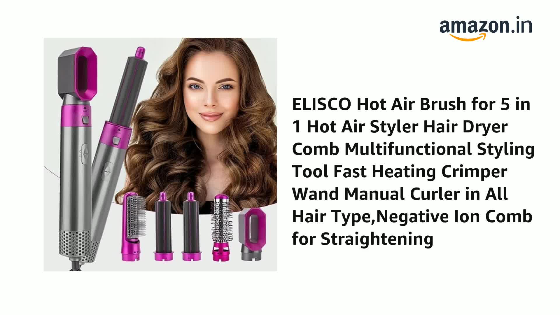 Watch ELISCO Hot Air Brush for 5 in 1 Hot Air Styler Hair Dryer Comb ...
