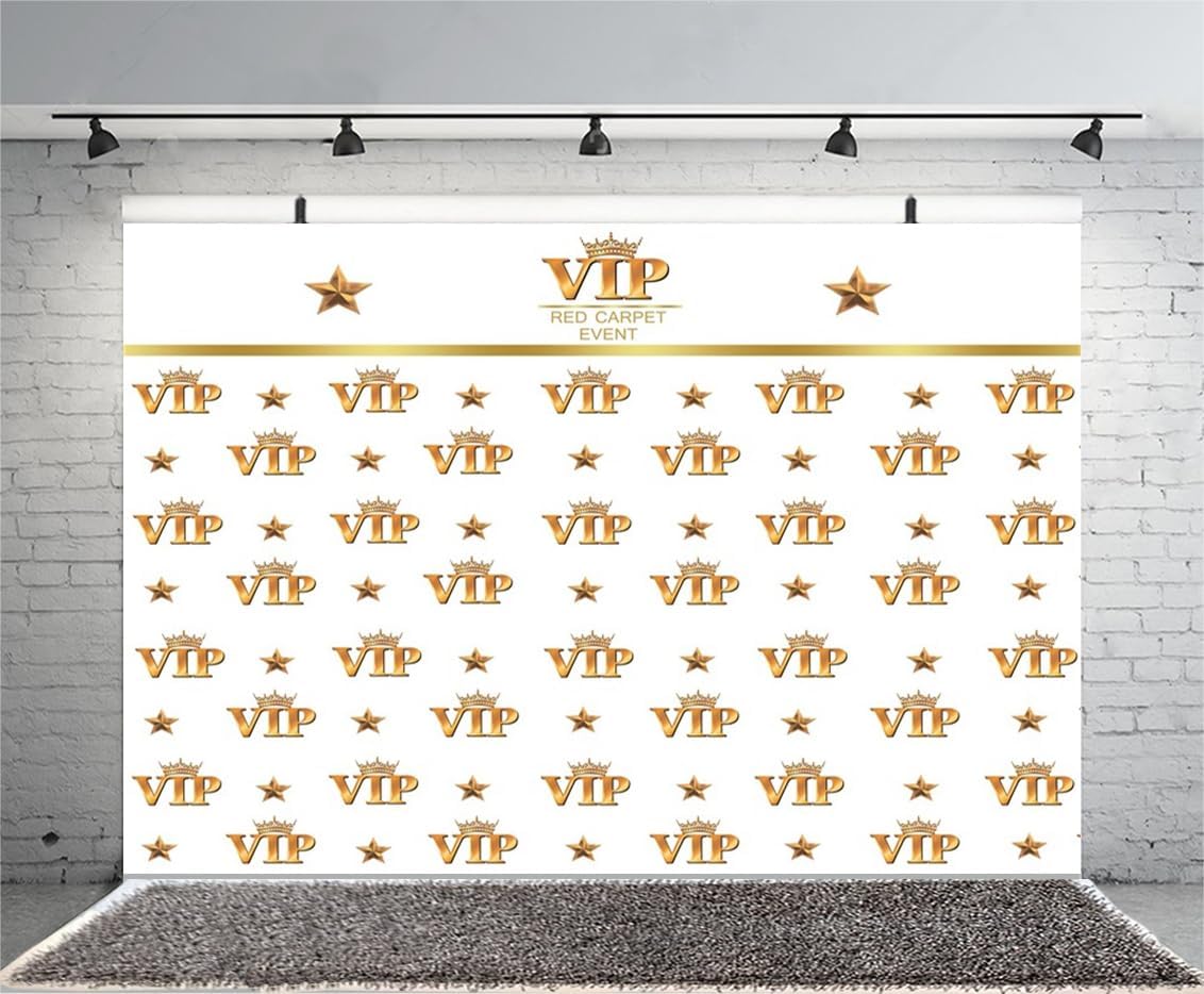 VIP Backdrop for Birthday Party 8 x 6 ft Red Carpet Crown Golden Star ...
