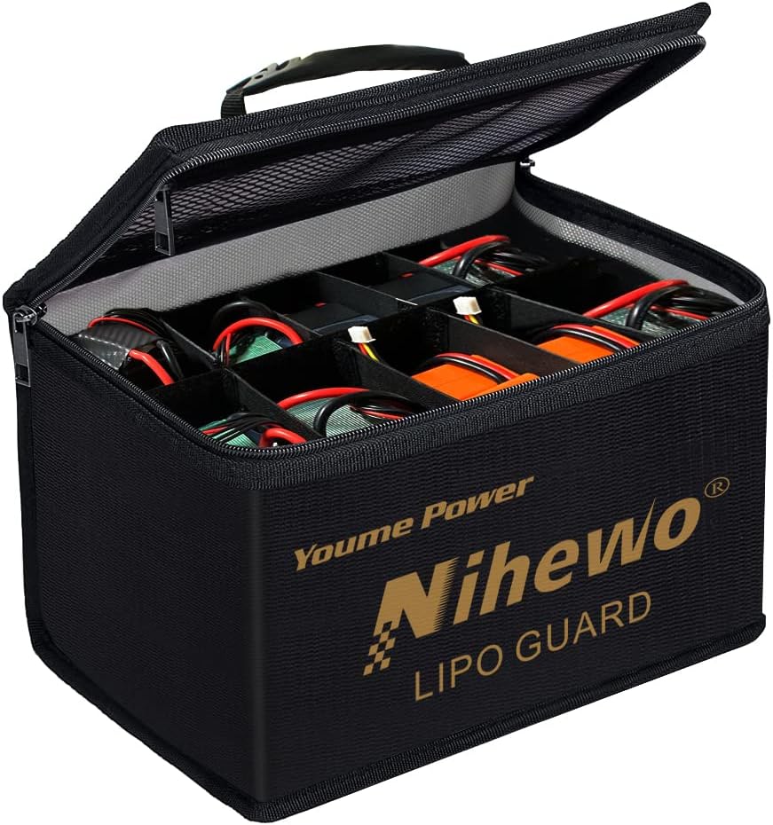 Amazon.com: Nihewo Lipo Safe Bag Fireproof Explosionproof Battery Bag Organizer - Large Capacity ...