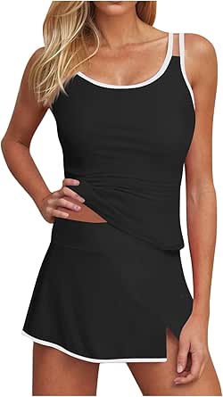 Amazon.com: Women's Tankini Swimsuits 2025 Two Piece with Skirt Tummy ...