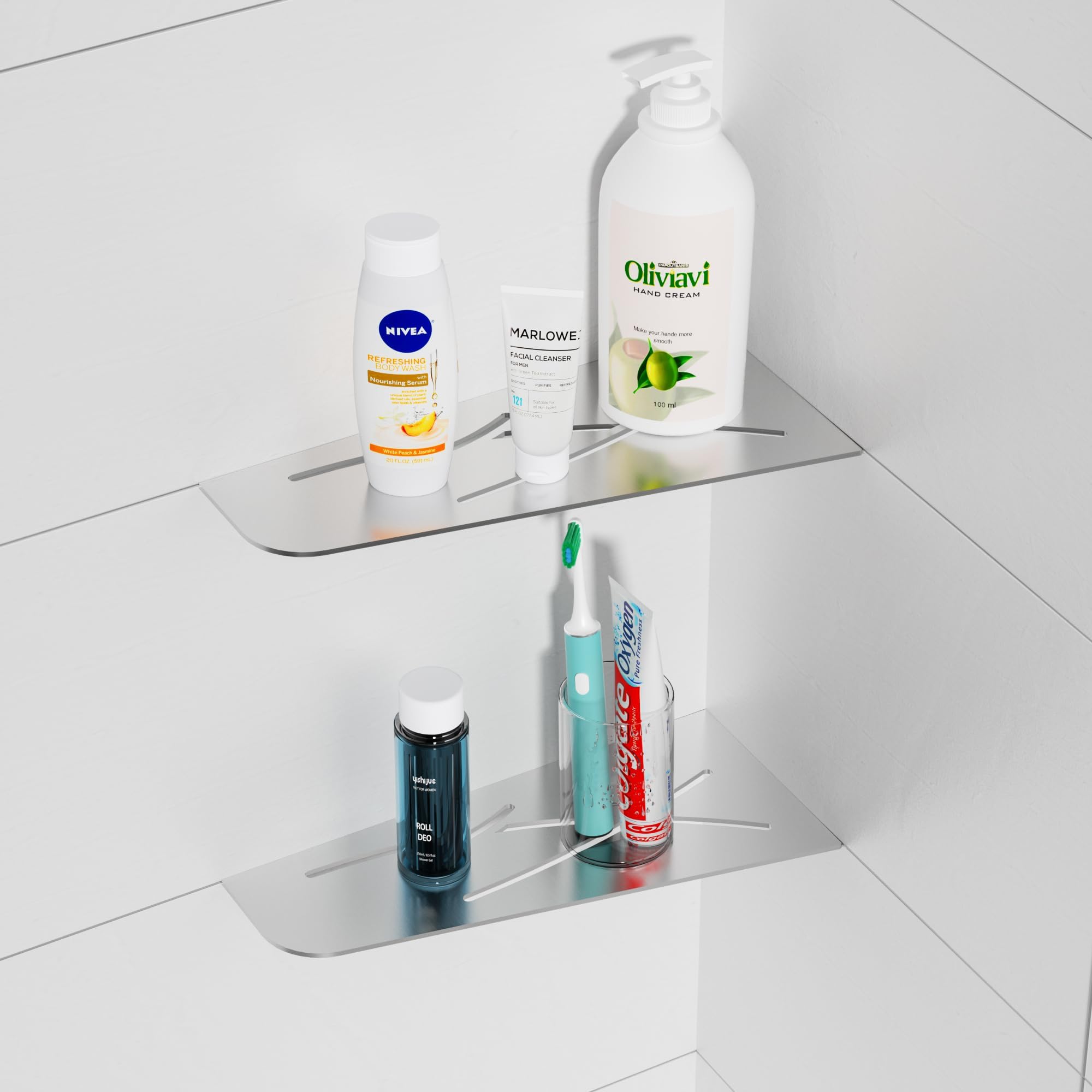 Amazon.com: Bernkot Corner Shower Shelf 2PCS, Trapezoid Shaped Bathroom ...