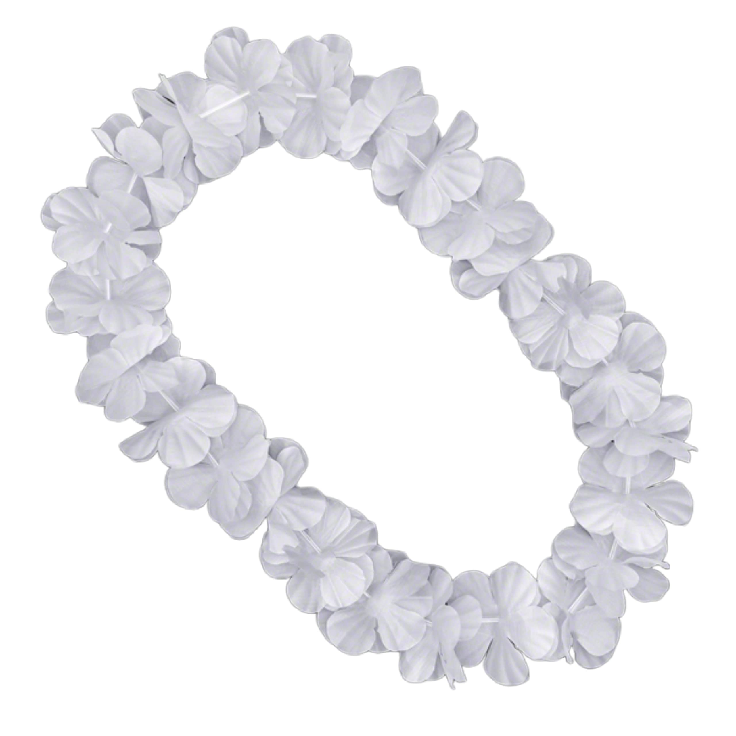 Amazon.com: blinkee White Satin Hawaiian Flower Lei Necklace : Clothing ...