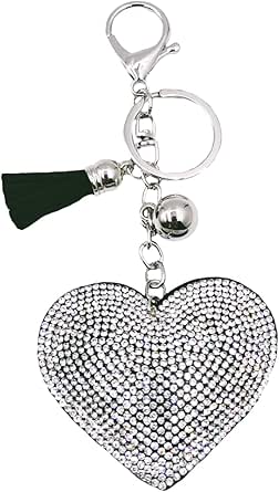 jtkdxqs Glitter Keychain Rhinestone Heart Shape Keychains Crystal ...