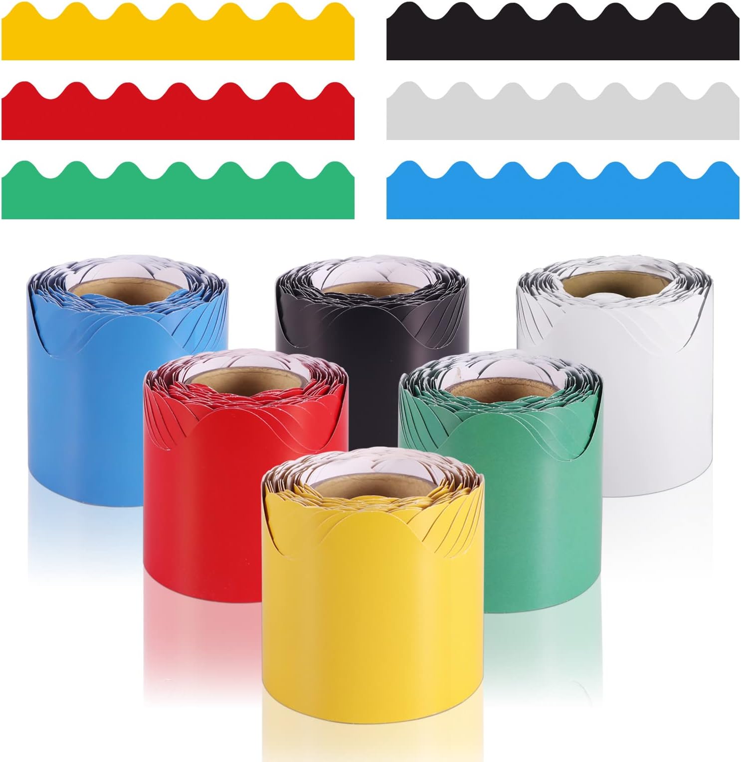 Amazon.com: Whaline 196.9ft Rainbow Bulletin Board Borders 6 Rolls ...