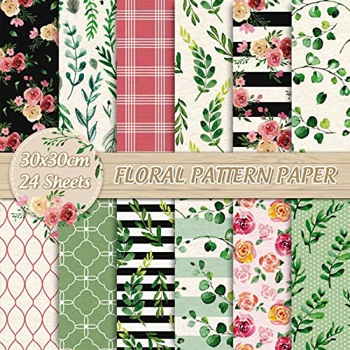 Amazon.com : Whaline Floral Pattern Paper Pink Flower Greenery ...