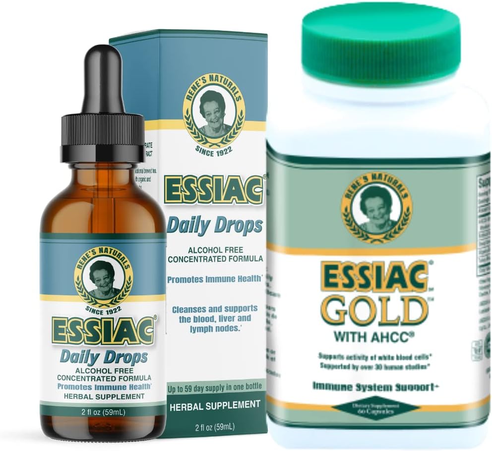 Amazon.com: Essiac Power Bundle Tea Daily Drops Gold w/AHCC Mushroom ...