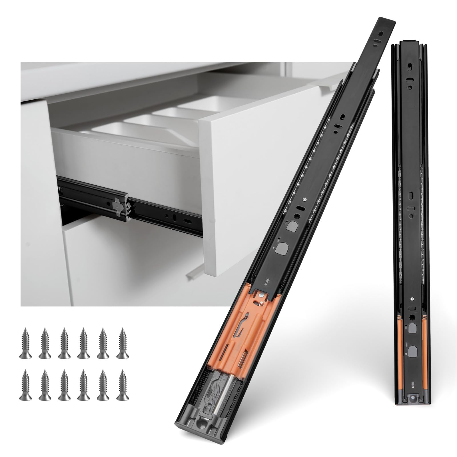 Snapklik.com : 6 Pairs 22 Inch Black Push To Open Soft Close Drawer ...