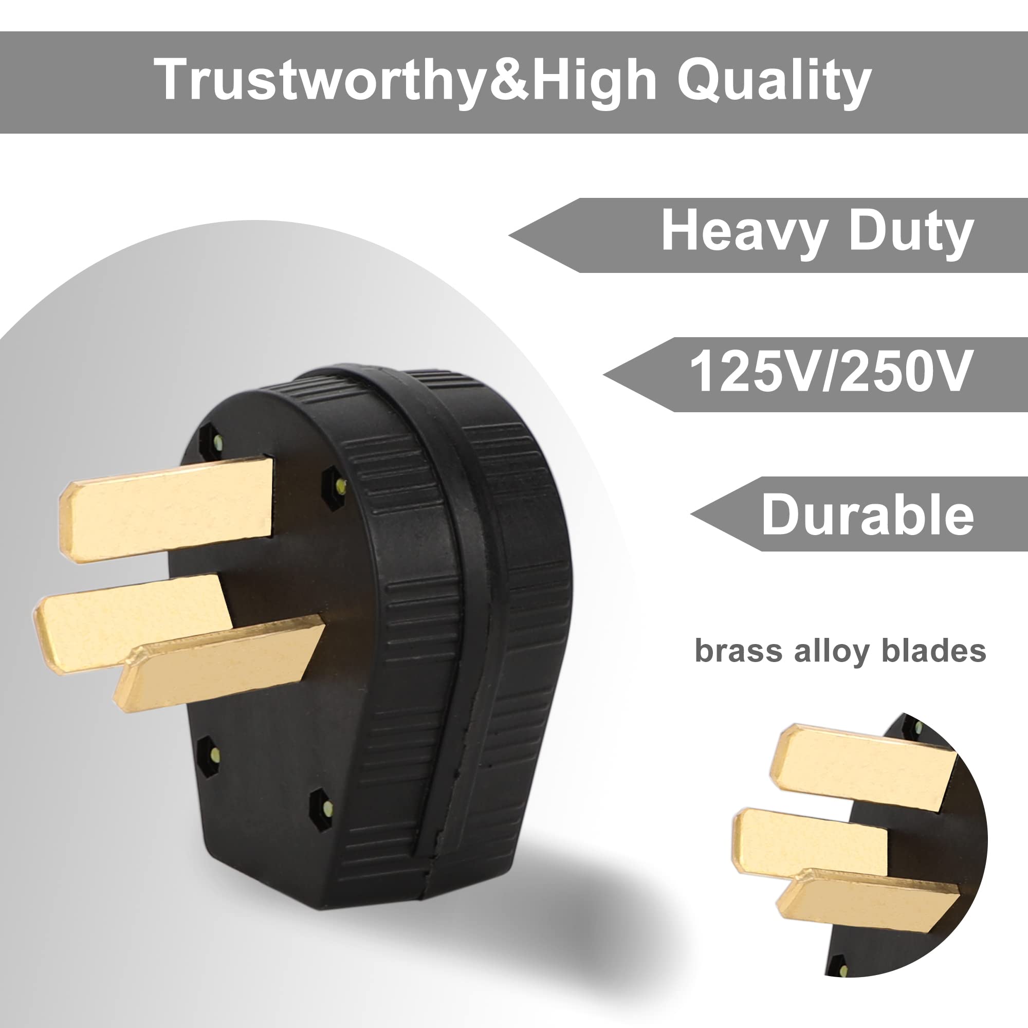 Snapklik.com : 50A Power Plug NEMA 10-60P 50Amps 250V Power Plug, Heavy ...