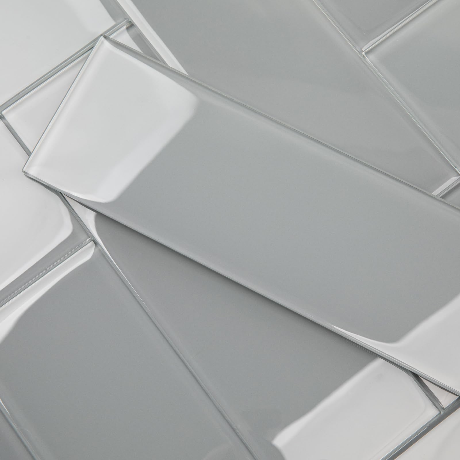 Lovdeco Grey Glass Subway Tile, Glass for Bathroom Kitchen Shower ...