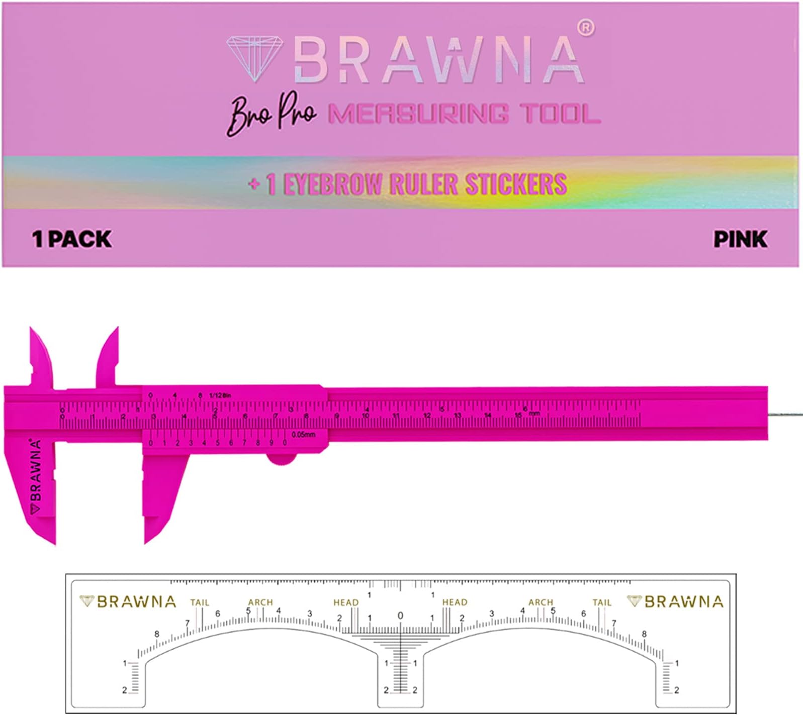 Amazon.com : BRAWNA 1 Pc Brow Pro Measuring Tool with 1 Eyebrow Ruler ...
