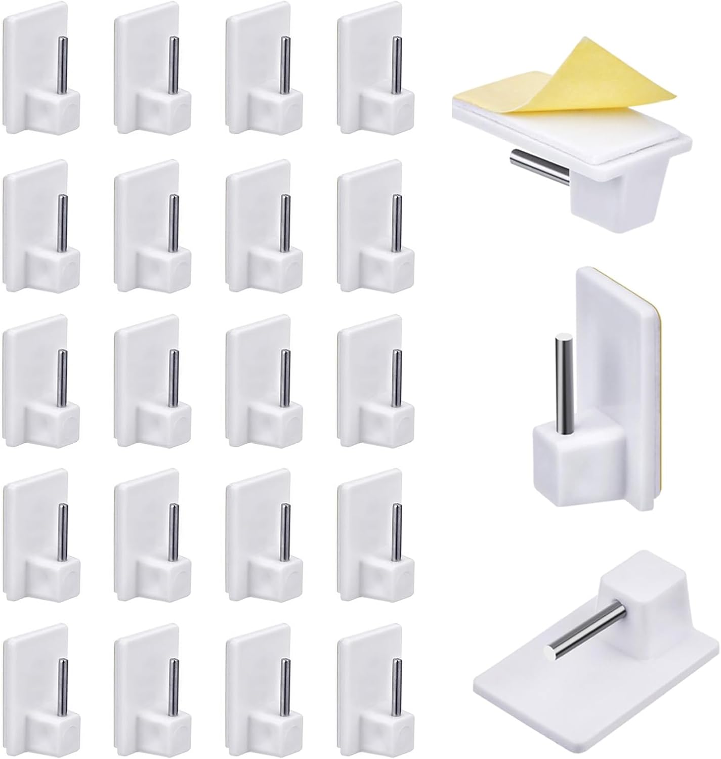 HDXH 20 PCS Self Adhesive Hooks,Window Hooks Adhesive,Plastic Sticky ...