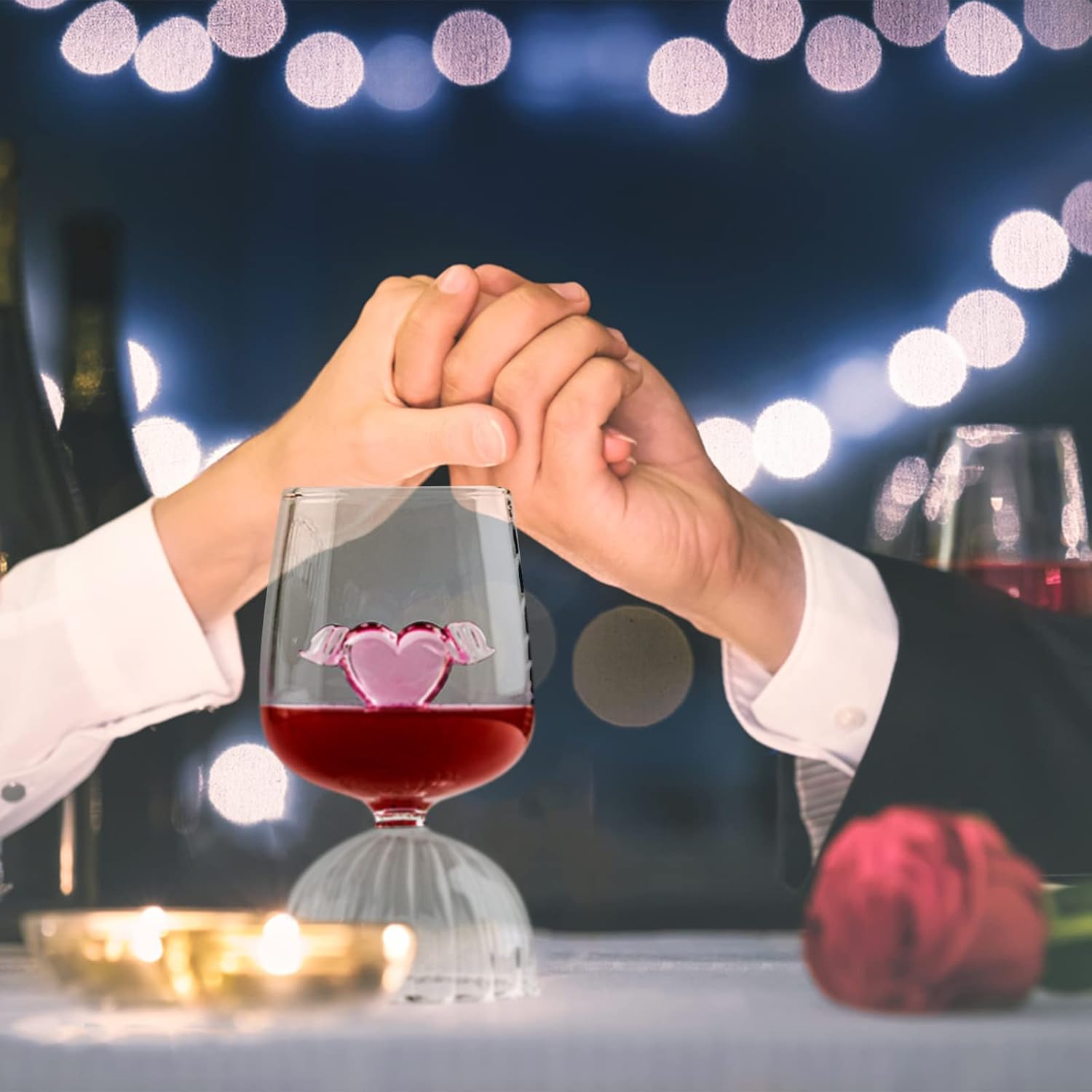 Pink Love – Copa de vino tinto de cristal, copas de vino románticas en ...