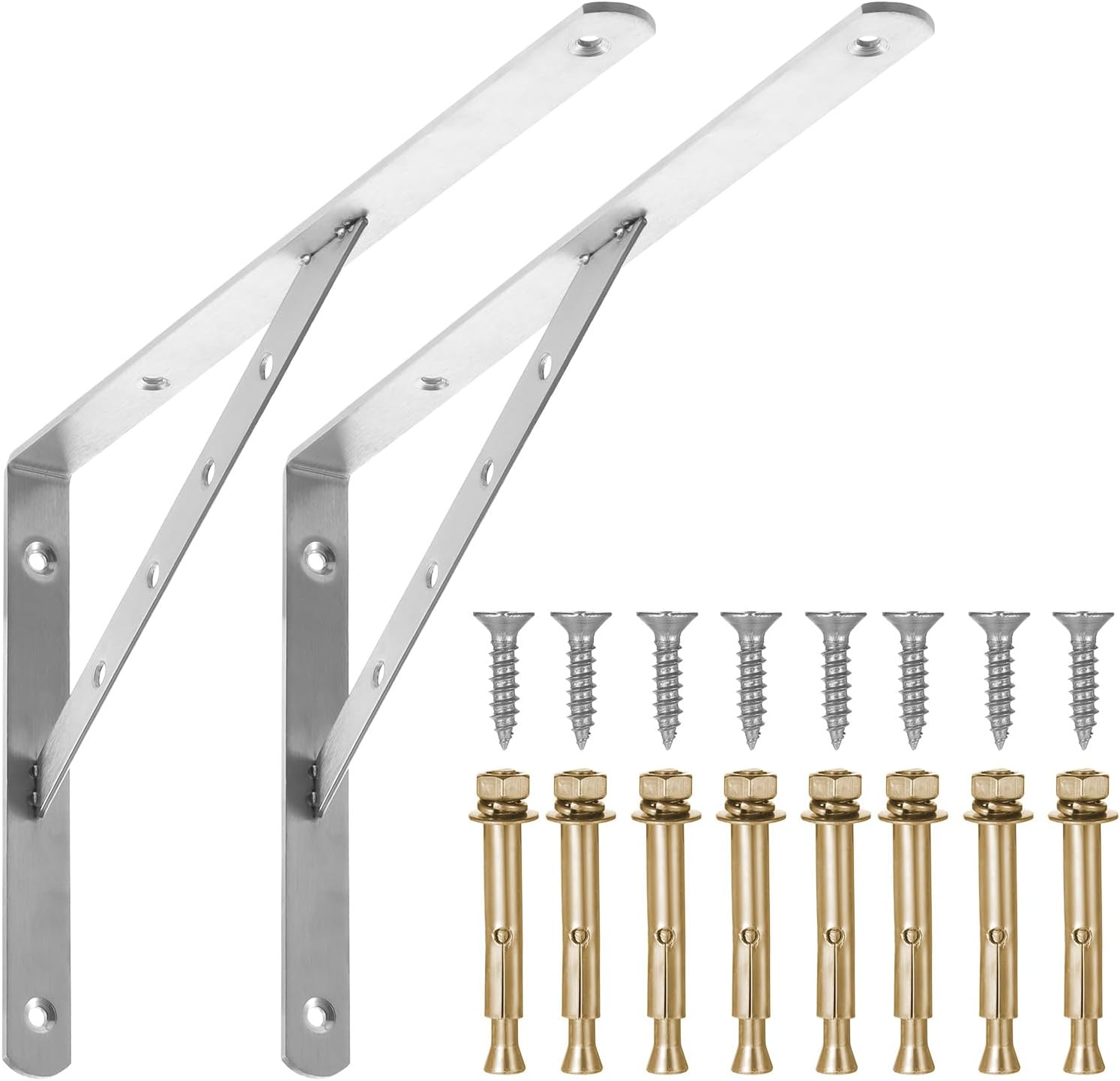 Amazon.com: 2 Pack Heavy Duty Shelf Brackets, Stainless Steel Solid ...