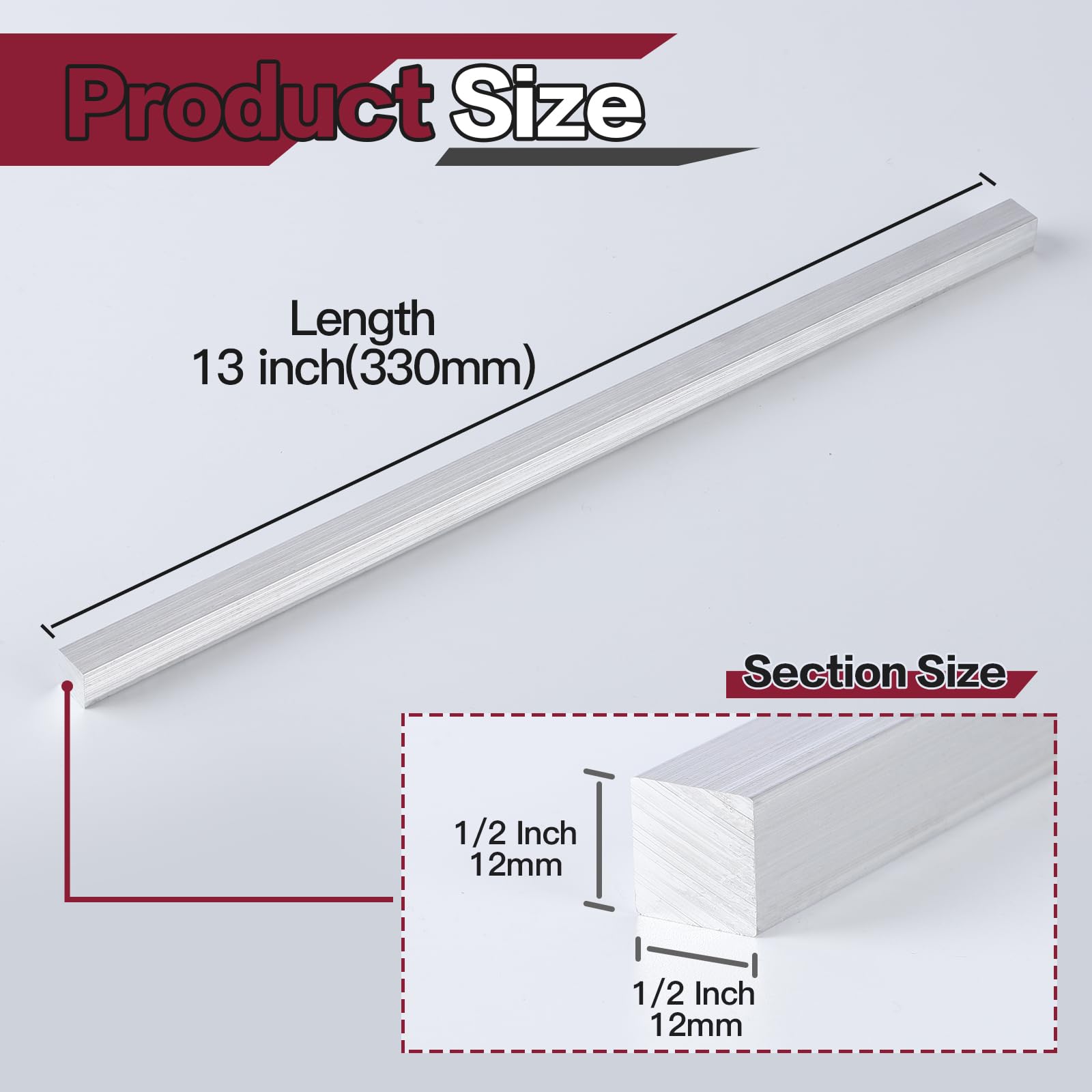 Snapklik.com : 13Inch Square Aluminum Flat BAR 6 Pieces Of 1/2" X1/2 ...