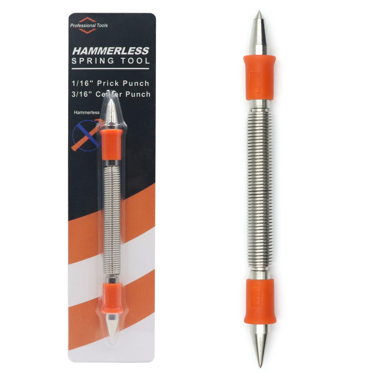 Dual Head Center Punch, Spring Loaded Center Hole Punch Features 1/16 ...