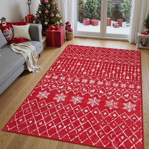 Amazon.com: Lahome Moroccan Washable Christmas Rugs - 3x5 Non-Slip ...