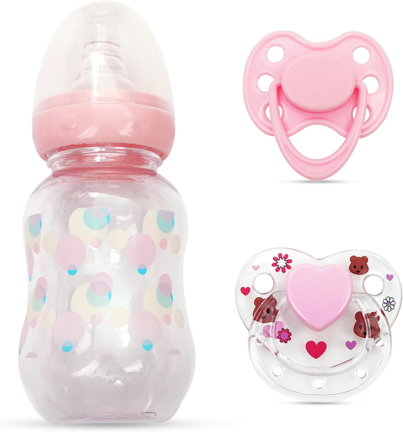 Amazon.com: Pink Style Pacifier and Bottle 2 Piece Set Safest Reborn ...