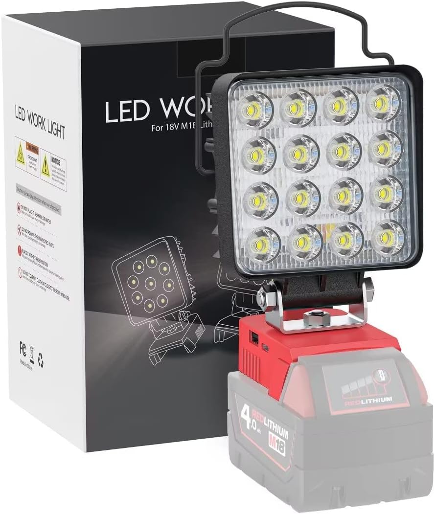 LIVOWALNY Portable LED Work Light for Milwaukee m18 18v Battery, 34W ...