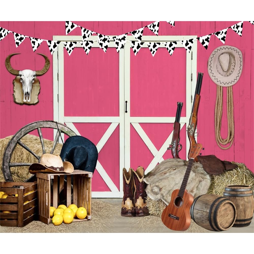 Amazon.com : Western Cowgirl Backdrop Pink Barn Wooden Door Western ...