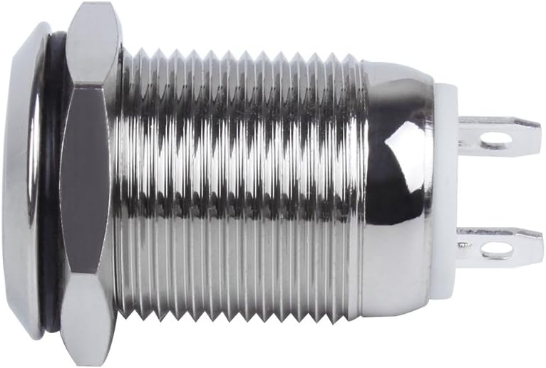 Larcele Waterproof Metal Push Button Switch (Pack of 5) Momentary, 12mm ...