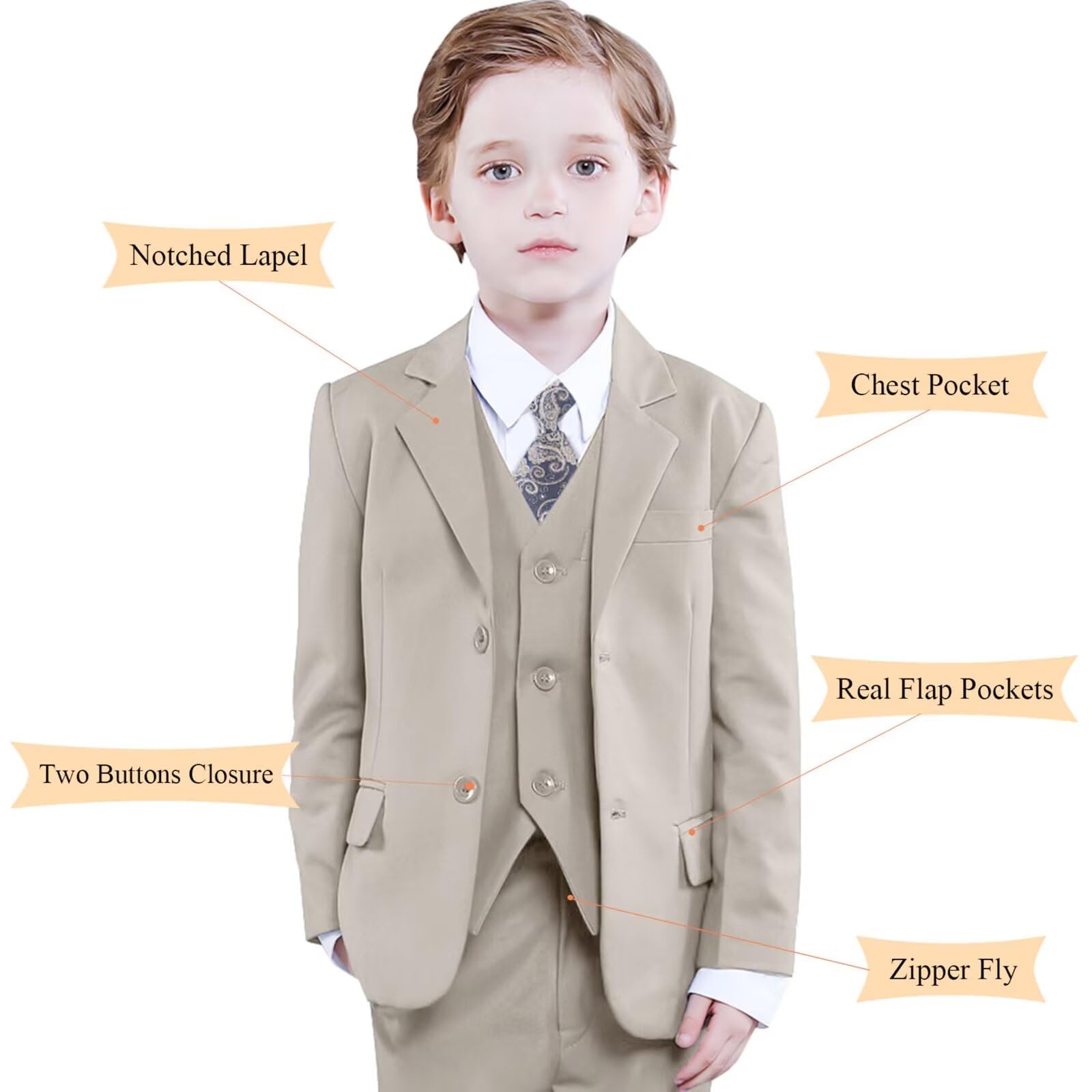 Snapklik.com : Boys Suit Toddler Kids Champagne Suits For Boys Formal ...