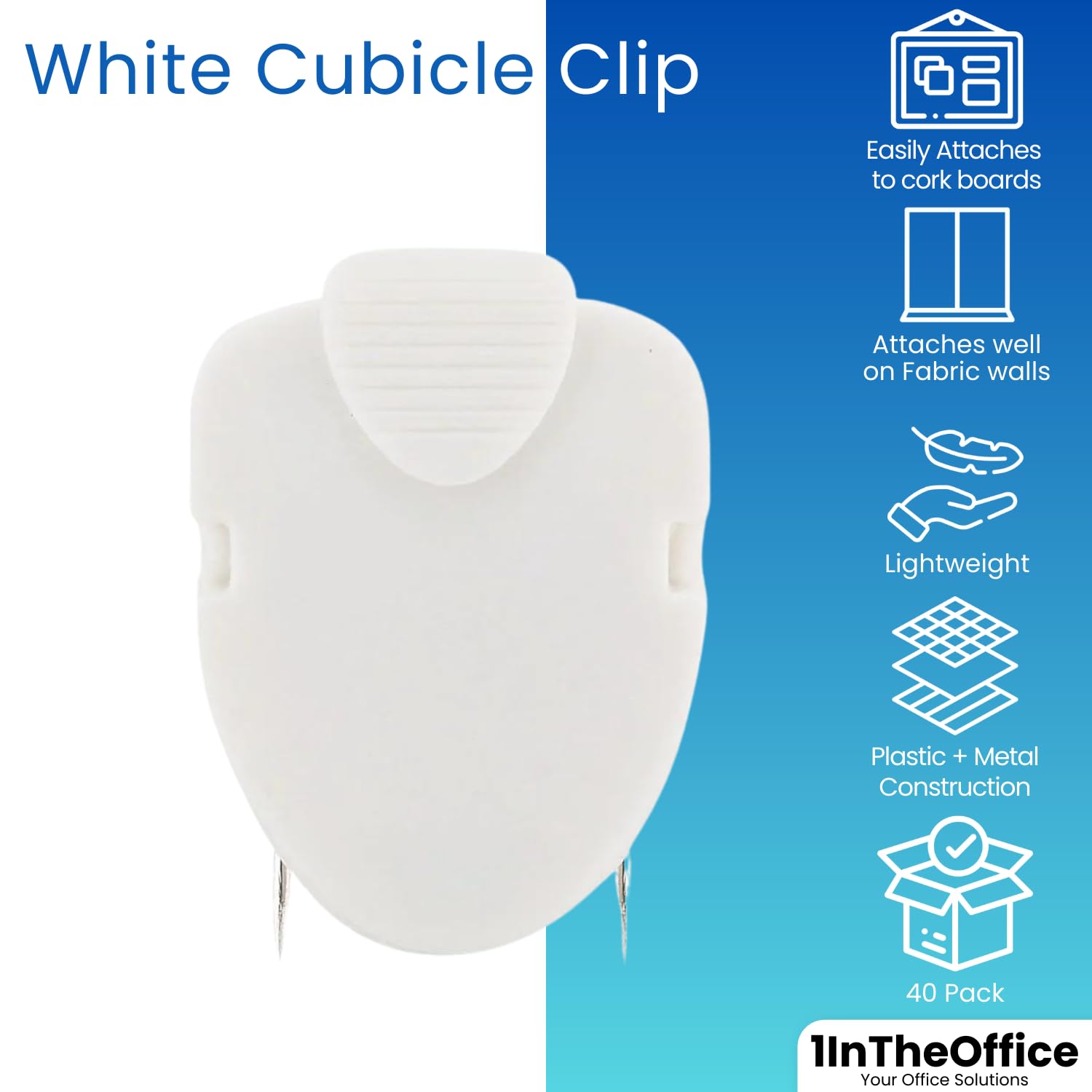 Snapklik.com : 1InTheOffice Cubicle Clips, White, 40/Pack