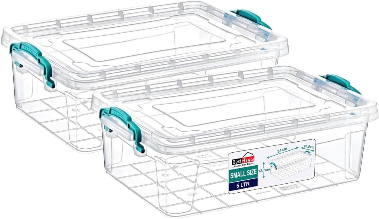 Asude 10L 20L 30L Plastic Storage Box Container Boxes Lid Handles Home ...