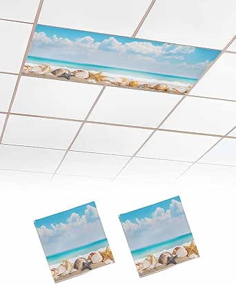 Gsypo Summer 2 Pcs Fluorescent Light Covers, Beach Ocean Starfish Conch ...