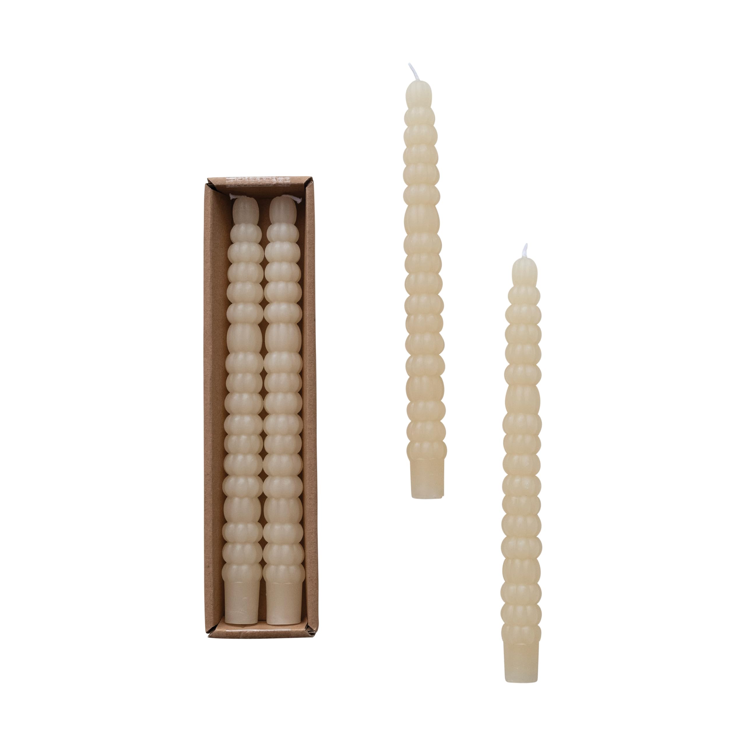 Amazon.com: Creative Co-Op Unscented Pumpkin Shaped Taper Candles in Box, Ivory Color, Set of 2 ...