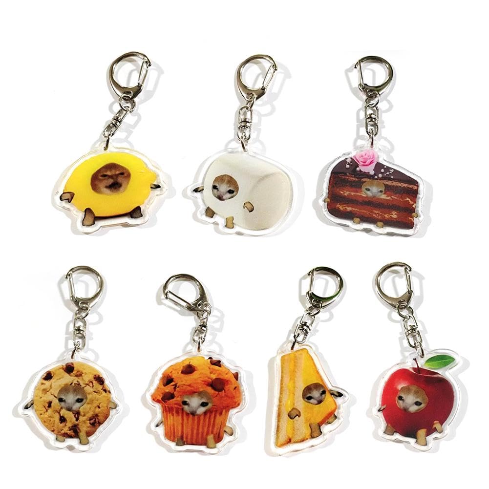 Amazon.com: ZHOSXRC Cat Keychain,Cute Cat Meme Keychains,Portable Happy ...