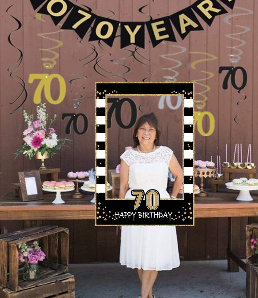 Buy JeVenis Black Gold 70th photo booth frame 70th Birthday Photo Frame ...