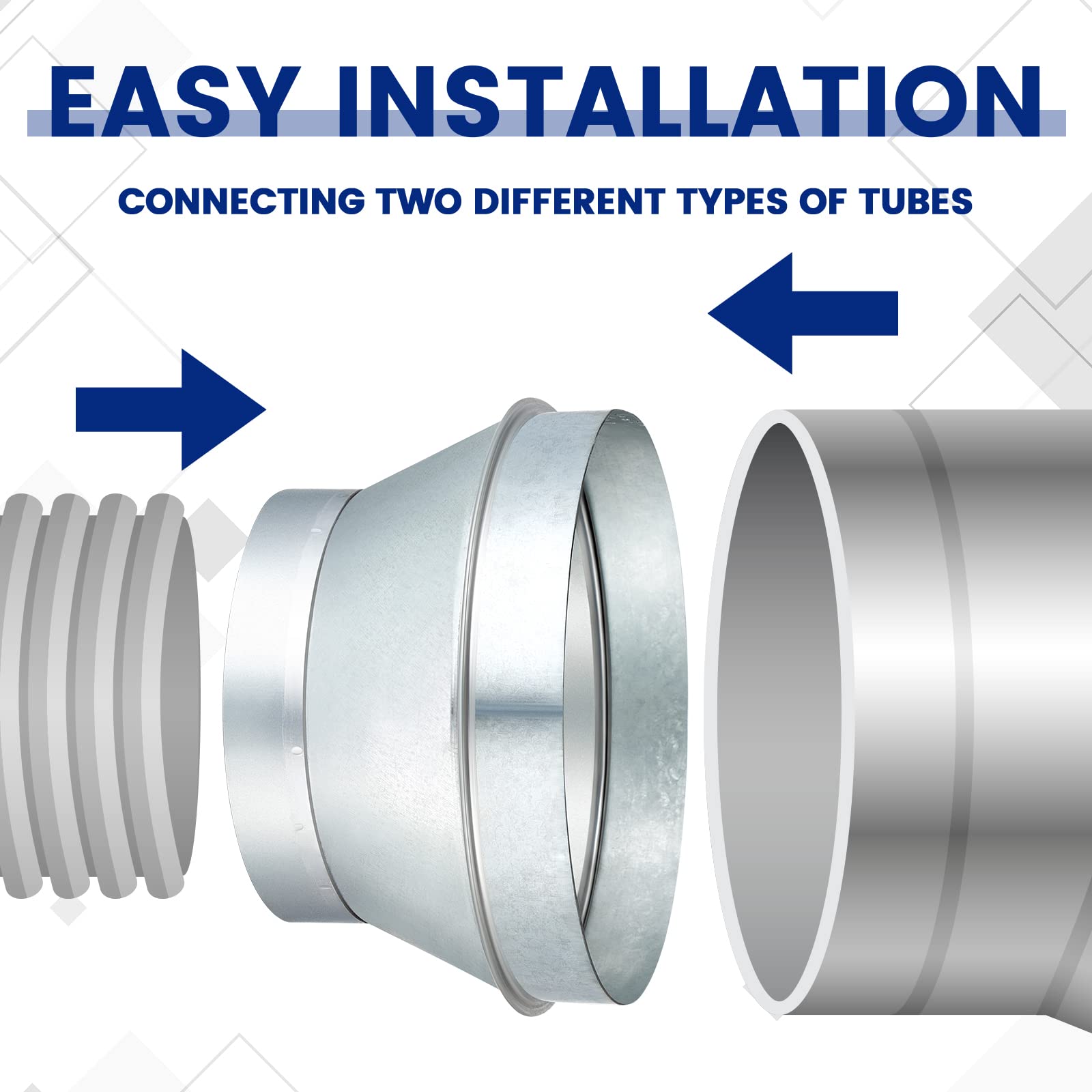 Dunzy Duct Reducer 8 to 6 Inch Ducting Connector Duct Adapter Air ...