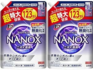 Amazon | トップ ナノックス NANOX スーパーナノックス ニオ 部屋干し 洗濯洗剤 液体 詰め替え 超特大1230g×2個 | ノーブランド品 | 液体洗剤