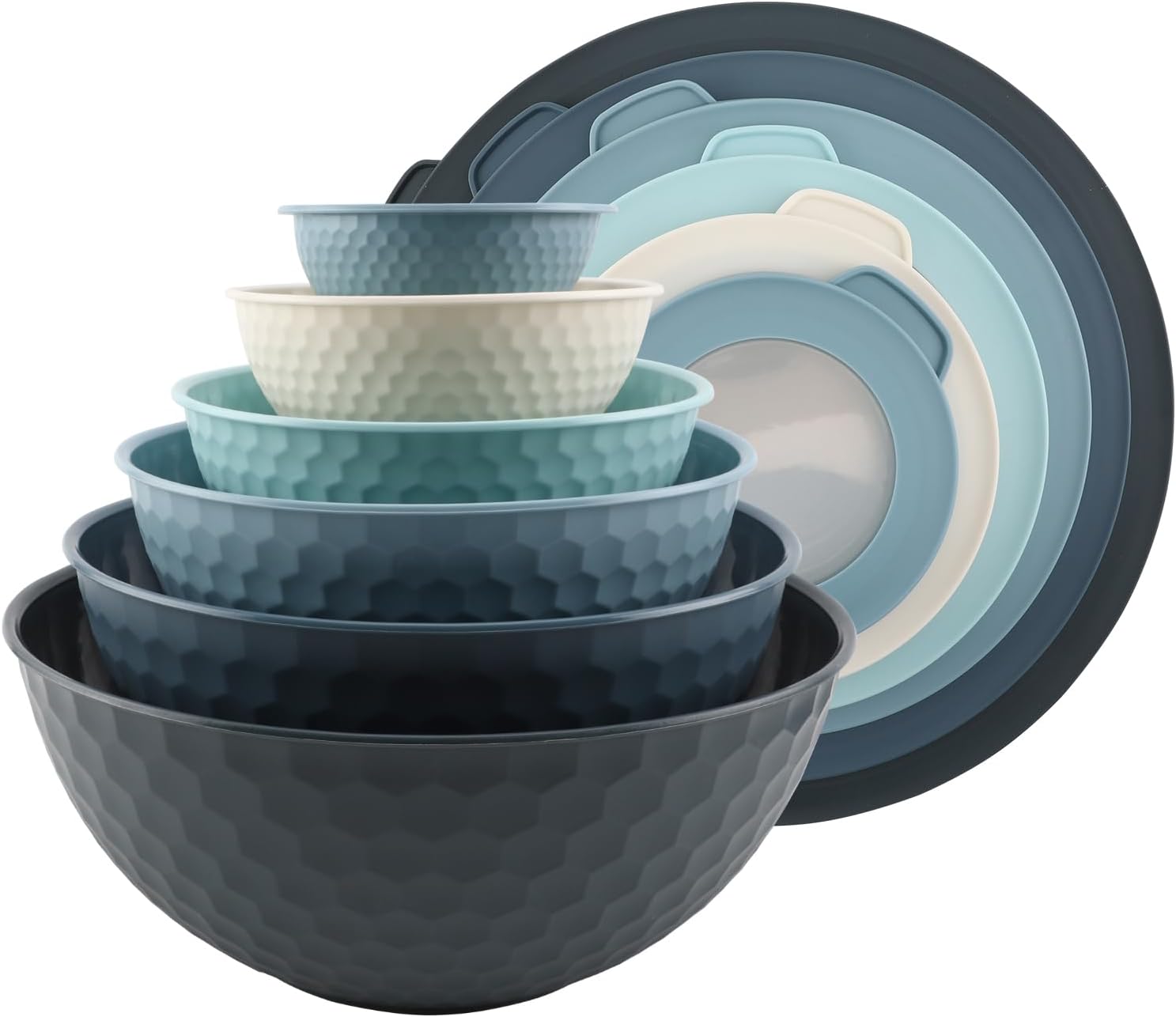 Cook with Color Mixing Bowls with Lids - 12 Piece Plastic Nesting Bowls ...