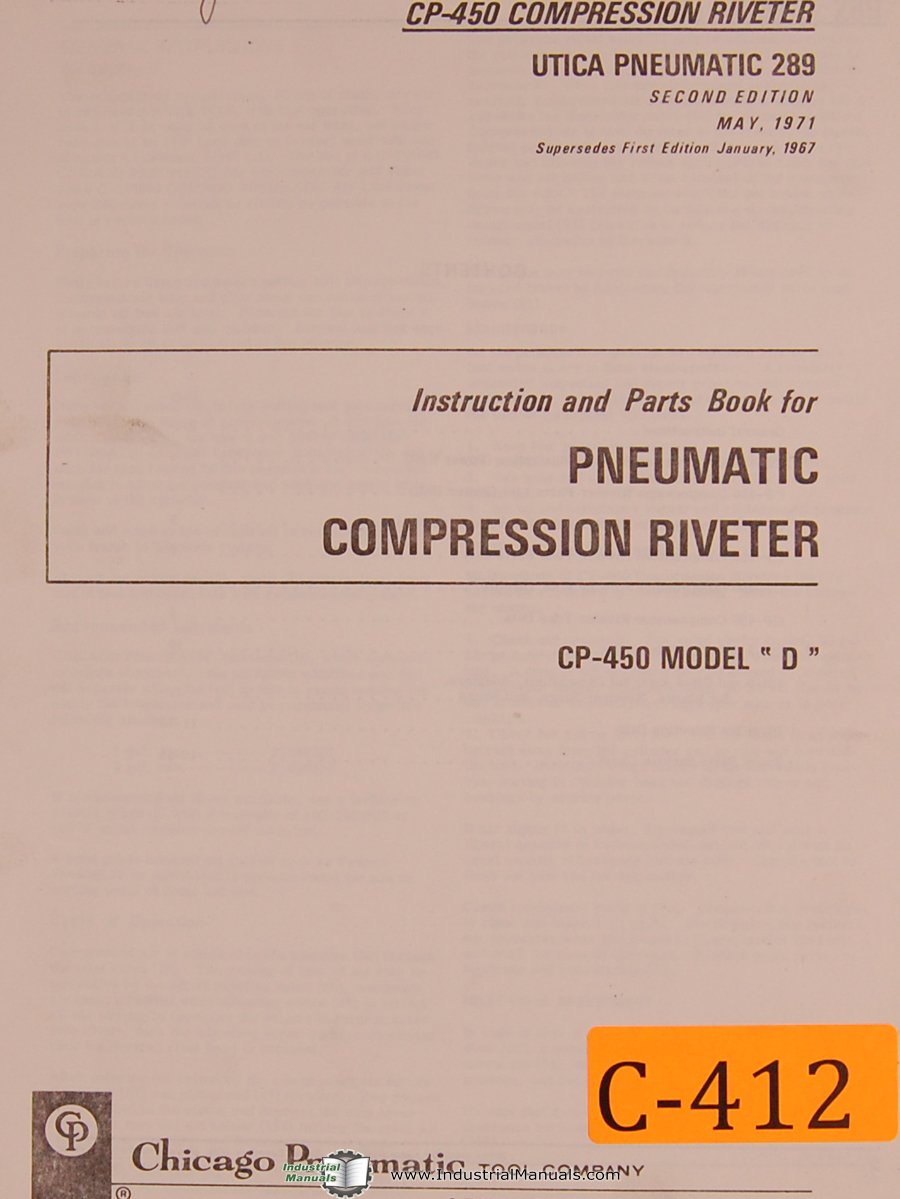 Chicago Pneumatic Cp 450 Model D Compression Riveter Machine Utica ...