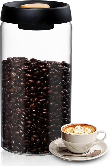 Adiwo 1800ML Transparent Airtight Coffee Canister, Clear Borosilicate ...
